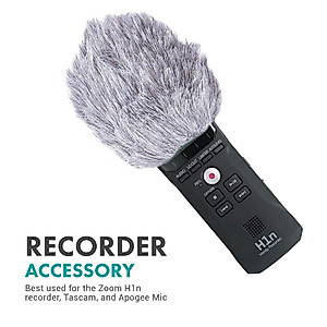 Movo WS1 Furry Microphone Windscreen for Zoom H1n Recorder - Outdoor Microphone Cover for Small Microphones up to 2.5" x 40mm (L x D) (Light Gray)