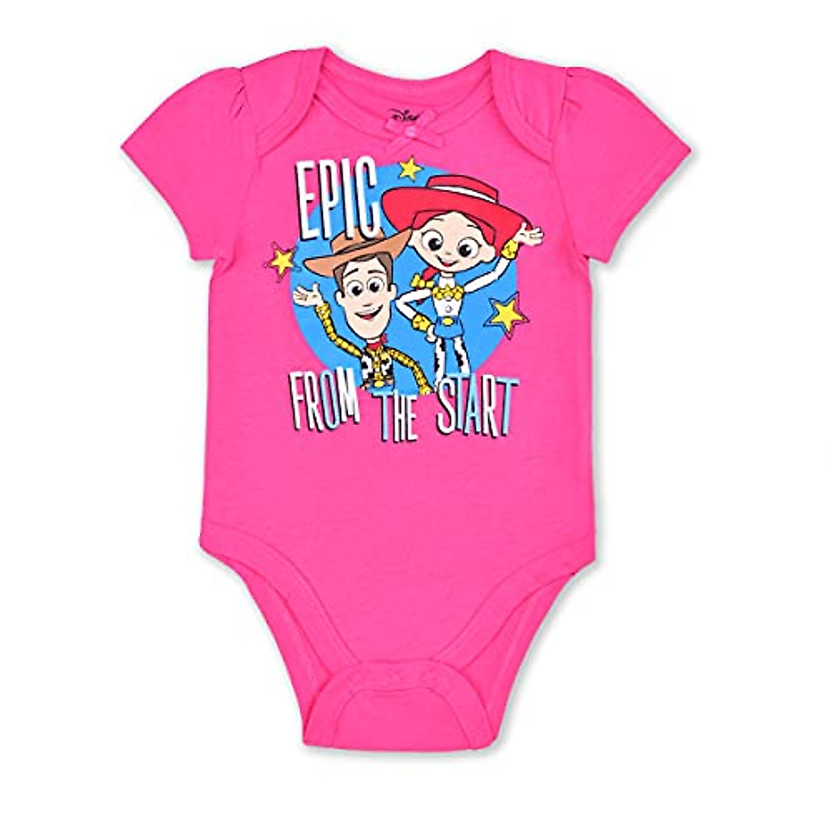Disney Toy Story Girls’ 5 Pack Short Sleeve Bodysuit for Newborn and Infant – Pink/Blue/White/Grey