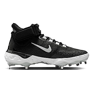 Nike Men's Alpha Huarache Elite 4 Mid Baseball Cleats (15 US, Black/Dark Smoke Grey/Light Smoke Grey/White)