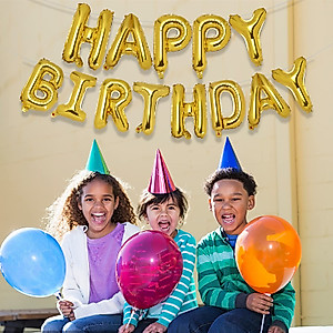 Accevo Gold Happy Birthday Balloons 16 Inch Mylar Foil Letters Balloons Happy Birthday Banner for Kids Child Adults Boys Girls Happy Birthday Sign Birthday Party Decorations Supplies