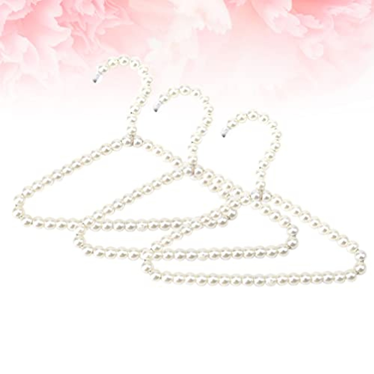 Ipetboom 3 Pcs Pearl Beads Clothes Hangers Pet Clothes Hangers Faux Pearl Baby Hangers Dog Costume Hangers Dress Coat Hangers Clothes Drying Rack for Kids Children Pet Dog White