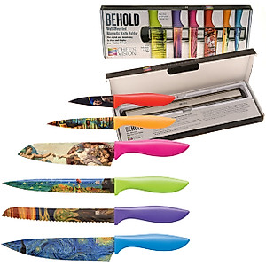 Masterpiece Knife Set Bundle With BEHOLD Wall-Mounted Magnetic Holder Silver