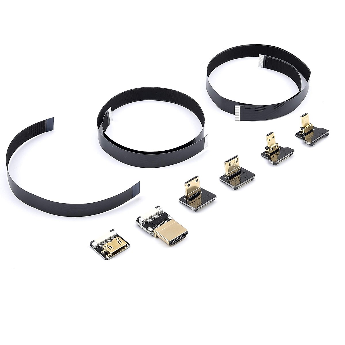 FPVKing FPV for HDMI-compatible Flat Ribbon Cable with Standard, Mini and Micro Connectors Bundle Set for Multicopter Aerial Photography