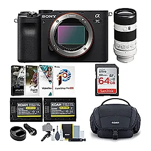 Sony Alpha a7C Full-Frame Compact Mirrorless Camera (Black) Bundle with FE 70-200mm f/4.0 G OSS Lens (6 Items)
