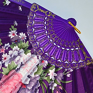 10pcs Floral Folding Hand Fan Flower Pattern Gold Side Lace Handheld Folding Fans Women Hand Folding Fans Vintage Retro Style Folding Fan