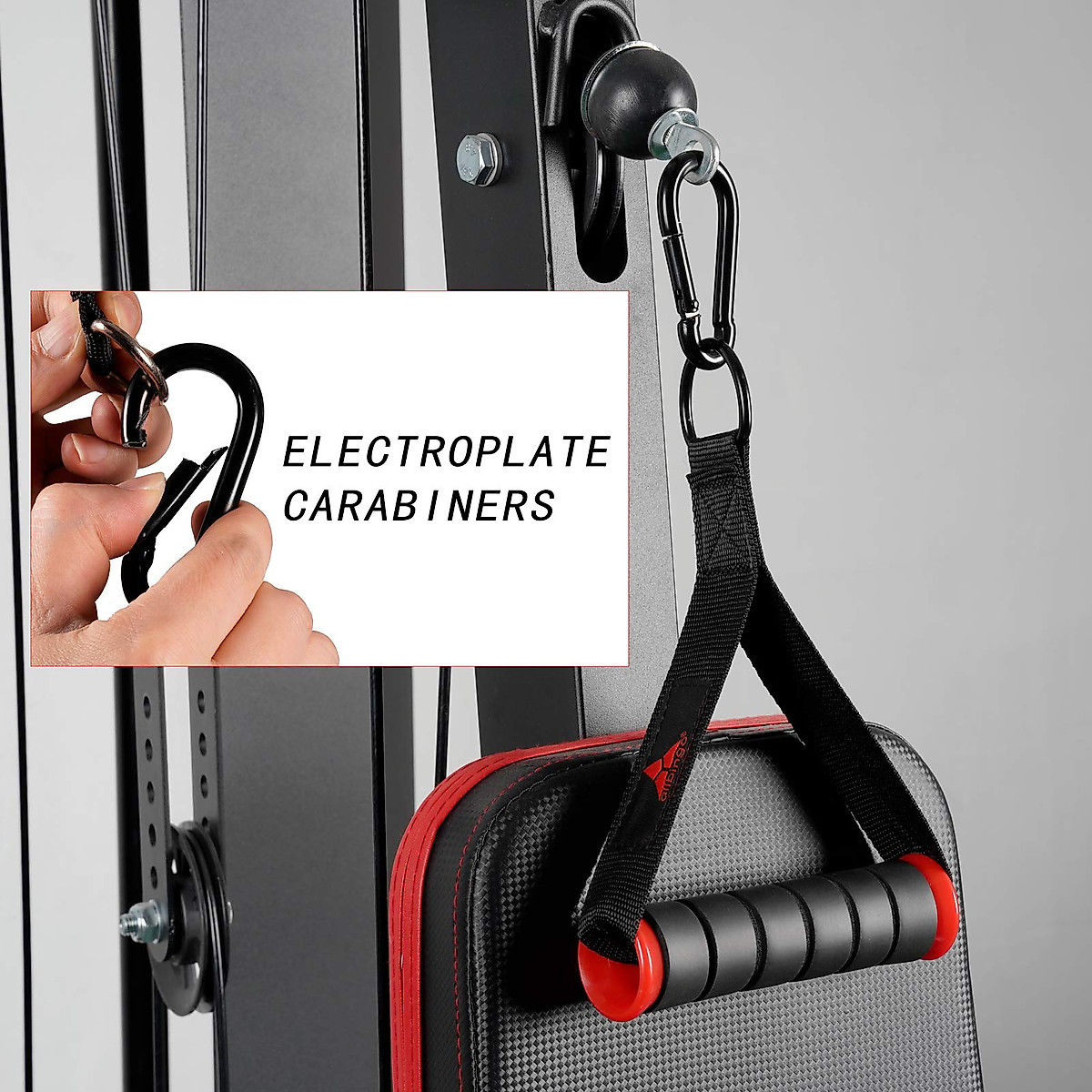 allbingo Solid Gym Handles for Cable Machine Resistance Bands, Ultra Heavy Duty Comfortable Sturdy Exercise Handle Grips Attachment with Large Clips for Pulley LAT Pulldown System (Red)