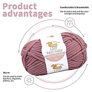 Fedmut Yarn for Crocheting -200g Beginners Chunky Cotton Yarn Easy-to-See Stitches Thick Worsted Yarn for Knitting Craft -Purple