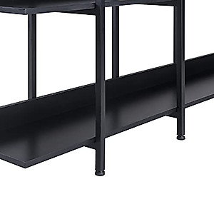 AWQM Triple Wide 5-Tier Bookshelf, Vintage Bookcases and Bookshelves with Metal Frame & Back Fence,Wall Mounted Wood Shelves Open Display Shelves for Living Room Bedroom Home Office,Black