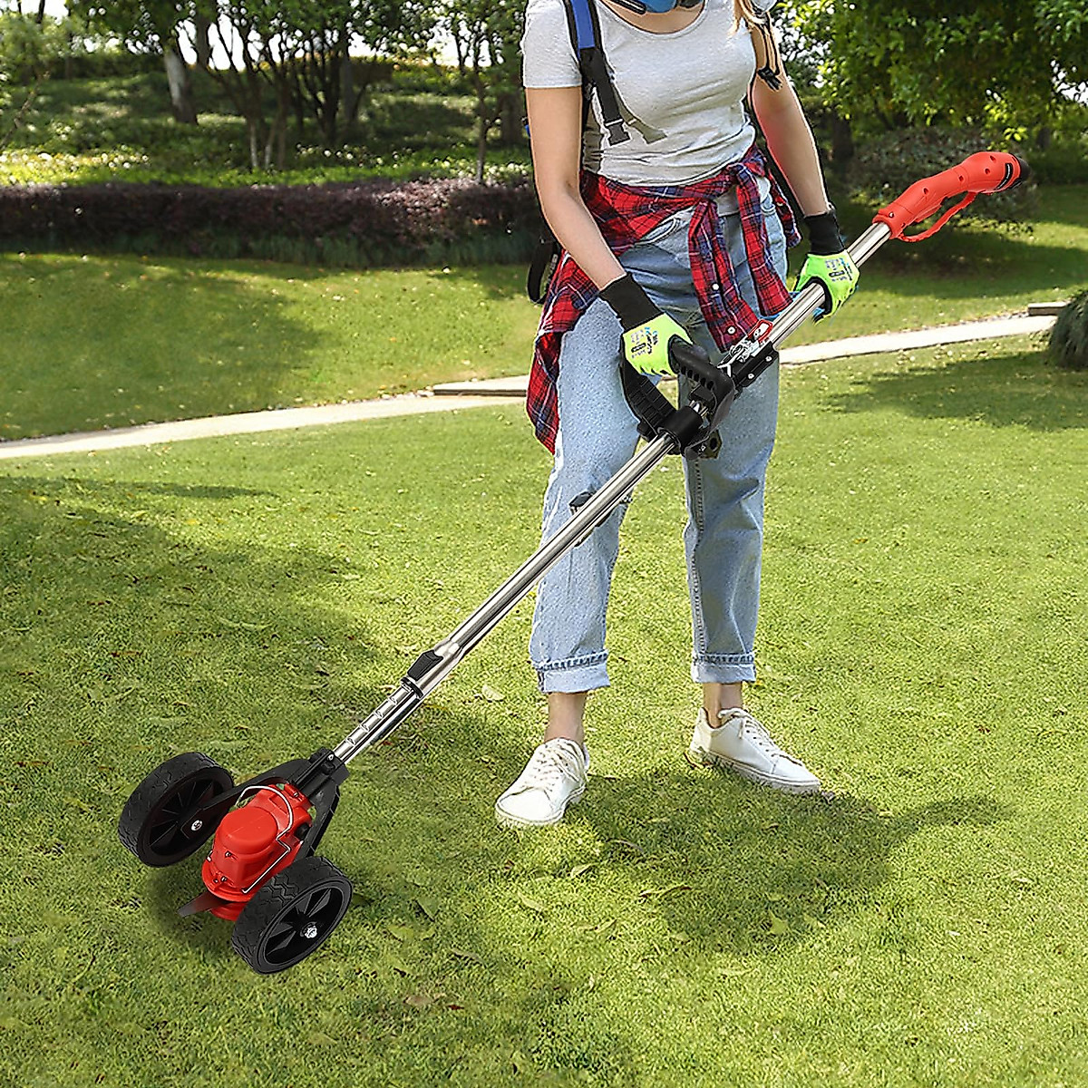 CheriMuMu Cordless Cordless String Trimmer/Edger, 3 in 1 Battery Powered Grass Trimmer Electric Brush Cutter, Lightweight Push Mini-Mower for Lawn Care and Yard Work (1 Battery & Charger Included)