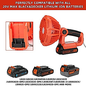 Cordless Fan with Remote for black and decker 14.4-20v lithium battery,Tabletop Fan with 3 Energy Efficient Speed Settings and Dimmable Led Light(Tool Only)