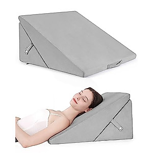 Lossey Wedge Pillow for After Surgery, Adjustable 9" & 12" Bed Wedge Pillow for Sleeping, Foldable Memory Foam Triangle Pillow for Snoring, Acid Reflux, GERD, Back and Leg