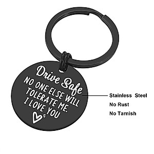iJuqi Drive Safe Keychain Boyfriend Gifts - Valentine's Day Gifts for Him Men Funny New Driver Keyring Cute Boyfriend Husband Gifts from Girlfriend Wife