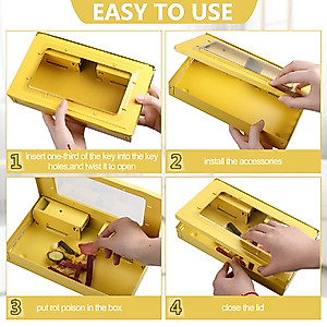 Kittmip 4 Pack Multi Catch Mouse Trap Clear Top Humanized Mouse Trap Reusable Mouse Trap PET and Kids Security for Indoor Outdoor Garage House and Kitchen (Yellow)