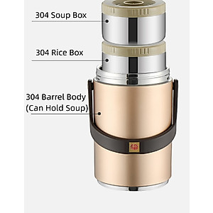 Thermos for Hot Food, 2 Tier Soup Thermos Container, Food Thermos, 304 Stainless Steel Vacuum Insulated Thermal Bento Lunchbox for Office School Camping Picnic Outdoors, 1500ml-Red