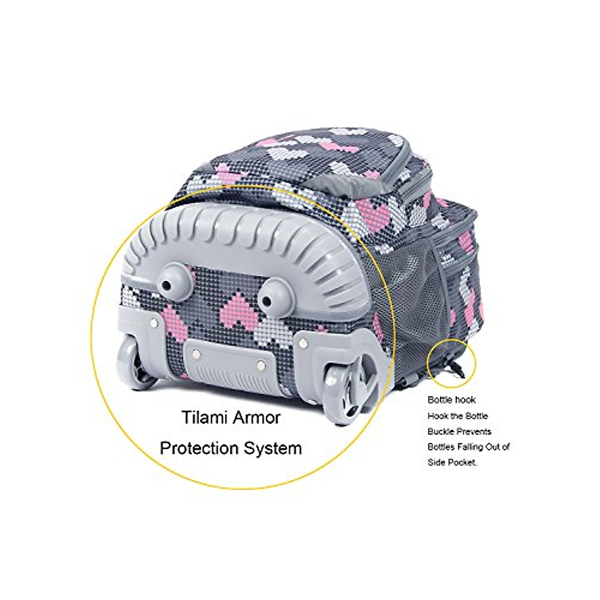 Tilami Kids Rolling Backpack 18 inch Boys and Girls Laptop Backpack, Falling Love