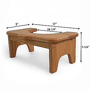 CONSDAN Squatting Toilet Stool, USA Grown Solid Oak, Constipate Helper Stool for Bathroom, Suitable for Toilet diameters up to 10.2 inches (Natural Color)