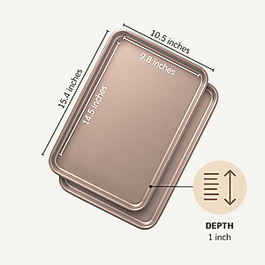 Happiels Non-Toxic Nonstick 15-inch Baking Sheets Nonstick 2-Pack Premium Quality Extra Thick | Cookie Sheets Nonstick Set 15 inches Carbon Steel | PREMIUM Jelly Roll Pan 15x10 | Sheet Pan 15in