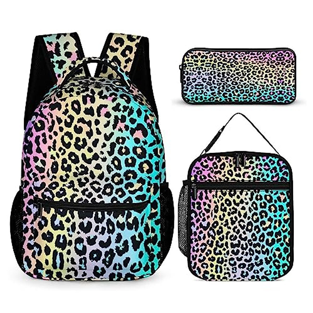 DTCCET Multi-Colored Leopard Backpack, Stylish Laptop Bag Classic Leopard Daypack with Multiple Pockets, Lightweight Shoulders Backpack (Colorful Leopard)