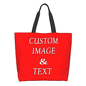 Personalized Shoulder Bag with Custom Text Photo Tote Bag for Women Red One Size