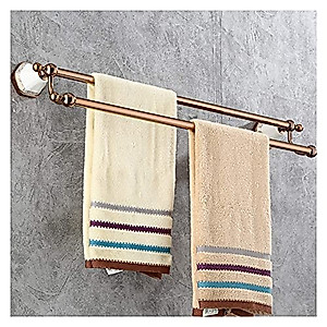 Towel BAR Rack Retro Bathroom Hardware Bathroom All Bronze European Style Bathroom Antique Towel Bar Double Pole Towel Hanging Rod