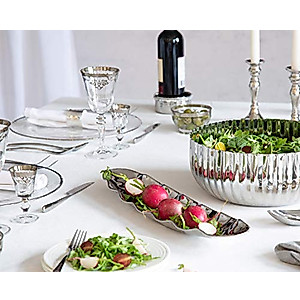 Stainless Steel Oblong Boat Dish with Wave Edge (19.25"L)