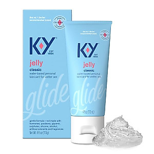 K-Y Jelly Lube, Personal Lubricant, Water-Based Formula, Safe to Use with Latex Condoms, For Men, Women and Couples, 4 Ounce (Pack of 5)