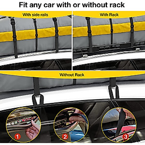 WILDROAD Car Roof Bag Rooftop Cargo Carrier, 21 Cubic Feet Waterproof Roof Luggage Cargo Carrier Bag with Anti-Slip Mat for All Cars Vehicles SUV with/without Rack (21 Cubic Feet)