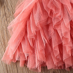 Goelsakurara 2PCS Kids Baby Girl Lace Hollow T-Shirt Tops+Tutu Skirt Toddler Ruffle Layers Dresses Outfits Birthday Party Pink, 3-4T
