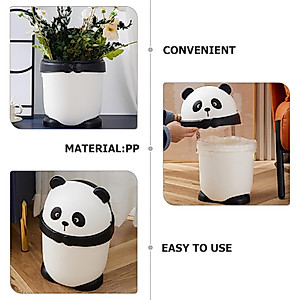 MAGICLULU Mini Trash Can, Cute Panda Garbage Can with Lid Countertop Wastebasket Table Garbage Lint Bin Waste Paper Container for Countertop Home Office Car