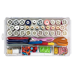 ArtBin 7003AB Sew-Lutions Sewing Supply Storage System with Lift-Out Thread Spool Tray, [1] Plastic Storage Case, Clear