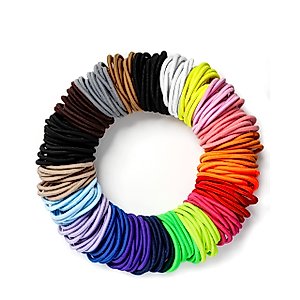 203 Pieces Hair Ties No Damage, 4MM Hair Bands, 20 Colors Elastic Hair Ties for Thick Hair, Medium Size Ponytail Holders for Women and Girls
