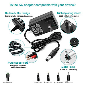 12V DC Adapter Charger Universal DC in 12 Volt 2 Amp Power Supply Cord Compatible for Beats by Dre Beats Pill XL, Streamlight Waypoint 300 44900 44902 44910 44905 44909 LED Flashlight Spotlight Cable