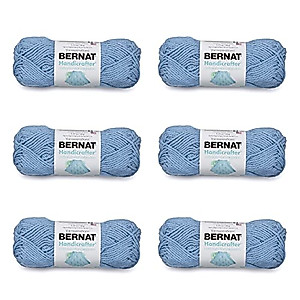 Bernat Handicrafter Cotton French Blue Yarn - 6 Pack of 50g/1.75oz - Cotton - 4 Medium (Worsted) - 80 Yards - Knitting/Crochet