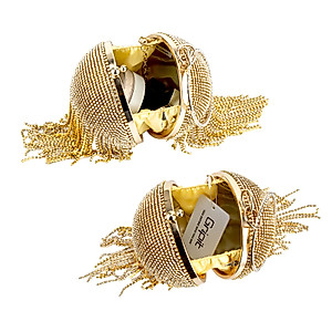 Gripit Women's Evening Round Ball Tassels Bag Diamond Clutch Purse Glitter Party Wedding Handbag with Chain,Gold