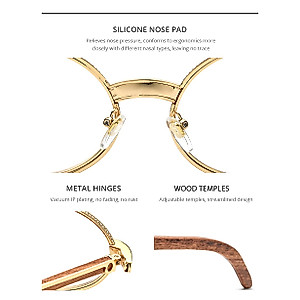 HEPIDEM 100% Really Buffalo Horn Handmade Glasses Frames Luxury 720pcs Diamonds Buffs Eyeglasses 7550179 (7550179 Wood Frame)