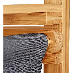 YOU SUPERIOR Bamboo Laundry Hamper With Dual Compartments Wooden Bamboo Laundry Organizer Cabinet For Bathroom, Beige