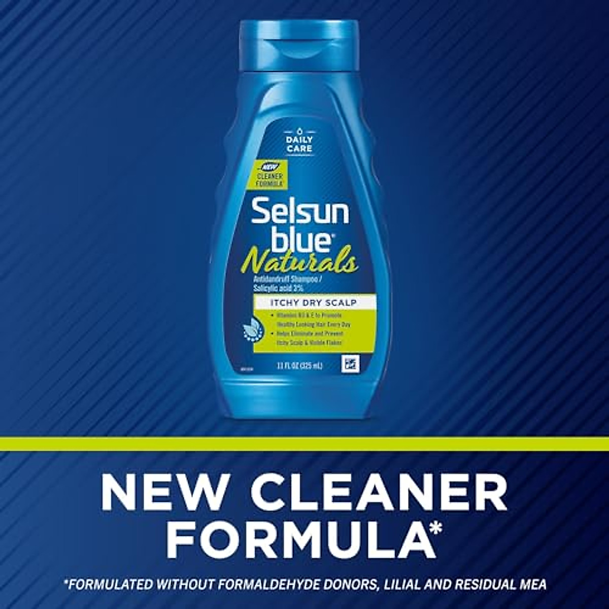 Selsun Blue Naturals Itchy Dry Scalp Anti-dandruff Shampoo, 11 fl. oz., Extra-Hydrating Formula Plus Vitamins B5 & E, Salicylic Acid 3%