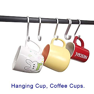 LLPJS Aluminum S Hooks for Hang Shower Curtain, Hanging Kitchen Pot and Pans, Coffee Cups, Grill Utensils, Clothes, Plants, Indoor and Outdoor Decorative S-Hooks, 12 Pack Matte Finish Silver