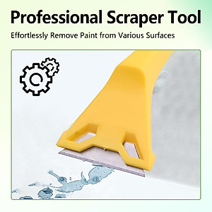 YAFIYGI Glass Scraper Heavy Duty Window Paint Scraper Plastic Razor Blade Scrapers Knife Tool for Stains Paints Putty Glue Residue Wallpaper Mud Windshields Removing Remover Cleaner(Yellow)
