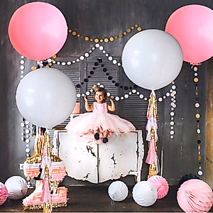 Neo LOONS 36 Inch Giant Latex Balloons, Standard White Round Balloons for Birthdays Weddings Receptions Festival Party Decoration, Pack of 5 Pcs