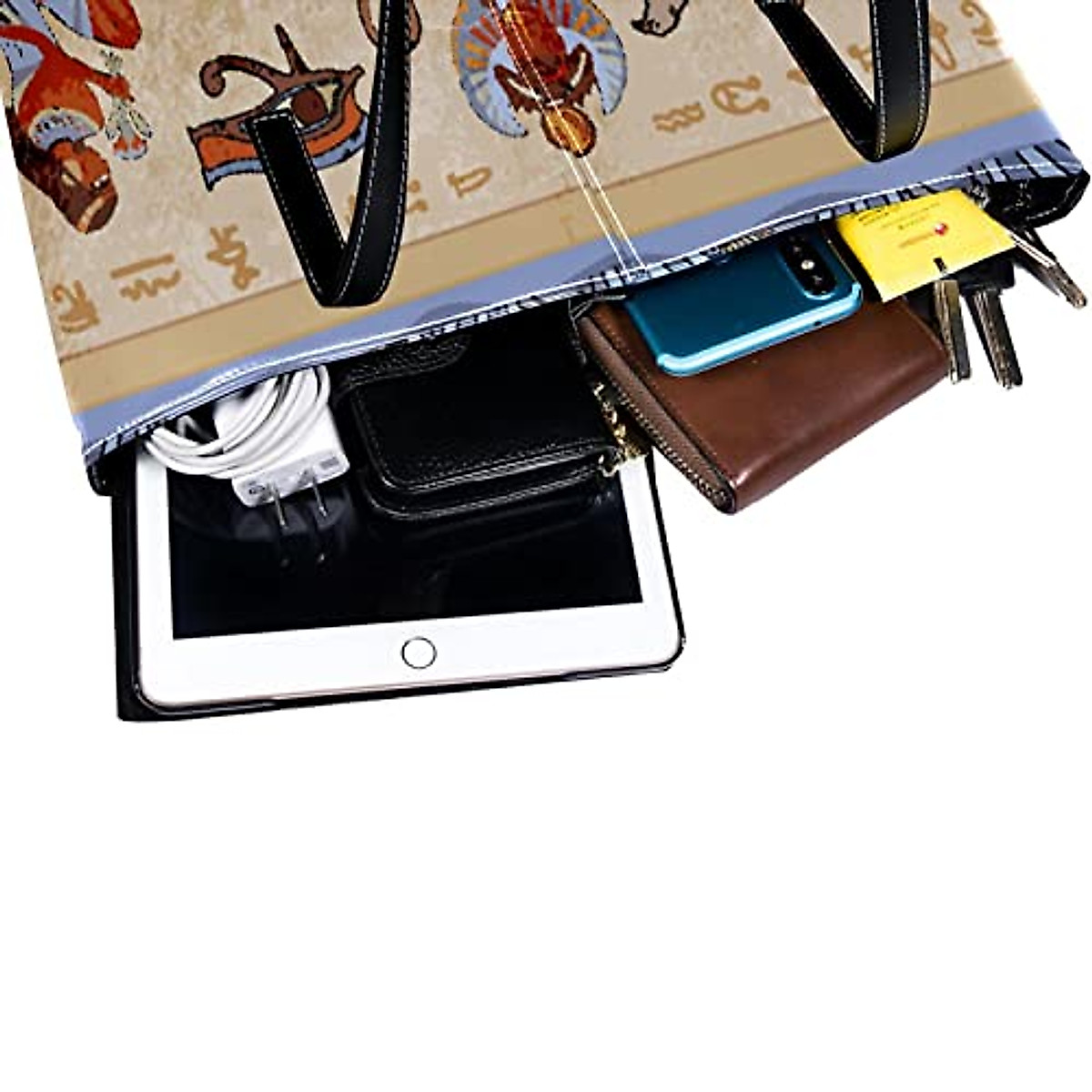 Large Leather Handbags for Women Ancient Egyptian Gods and Pharaohs Top Handle Shoulder Satchel Hobo Bag