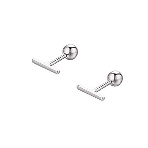 Sterling Silver Mini Bar Earrings for Women 14K Gold Plated Minimalist Tiny Short Bars 20g Barbell 4mm Ball Stud Tragus Post Screw Back Hypoallergenic Dainty Jewelry (Silver)