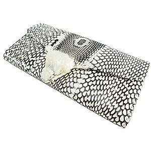 PELGIO Genuine Cobra Snake Skin with Head Leather Women's Trifold Clutch Wallet Purse Natural