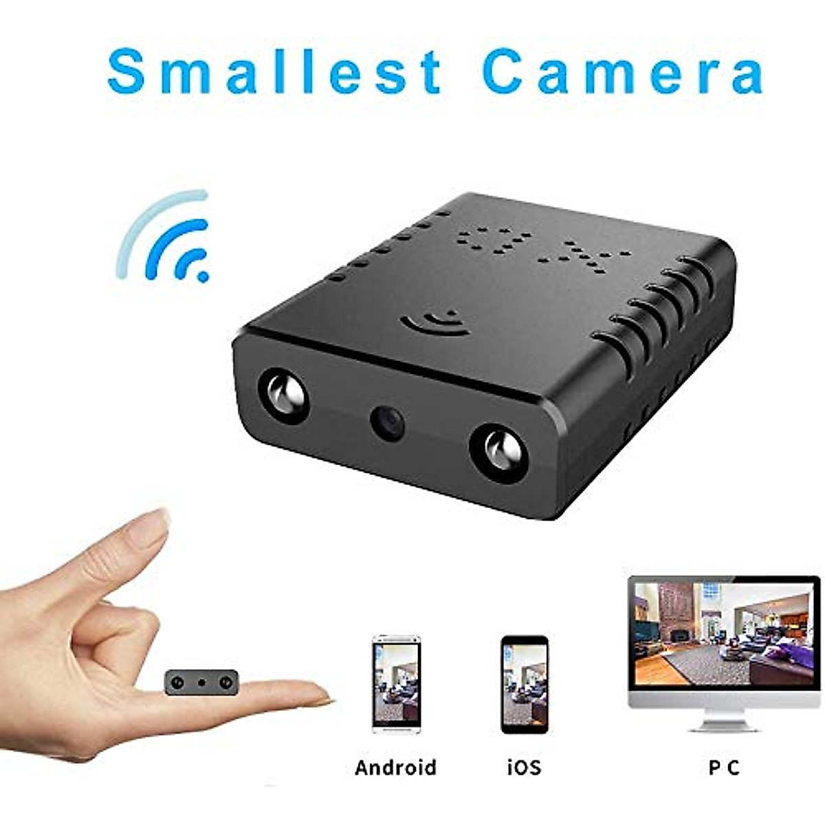 Smallest WiFi Spy Hidden Camera Mini Wireless Camera HD Indoor Home Smallest Spy Nanny Cam Security Cameras with Motion Detection/Night Vision/Cloud Storage for iPhone/Android Phone/iPad/PC