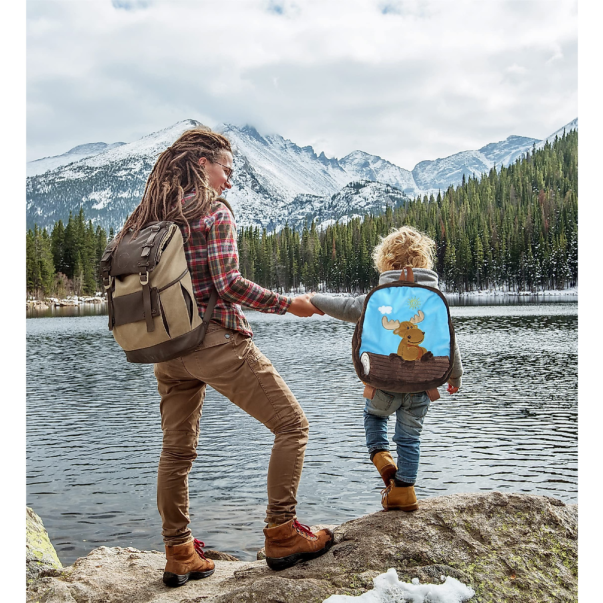 Puzzled DolliBu Moose Stuffed Animal Backpack - Super Soft Plush Stuffed Animal Bag for Children Accessories, Kids First Travel Plush Bag Toy For Boys & Girls- 11"