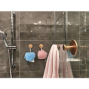 SDH Wall Hooks, Robe Hooks, Adhesive, Aluminum, Removable, Heavy Duty, Modern, Garment Friendly (2 x Hooks (Matt Brass Color))