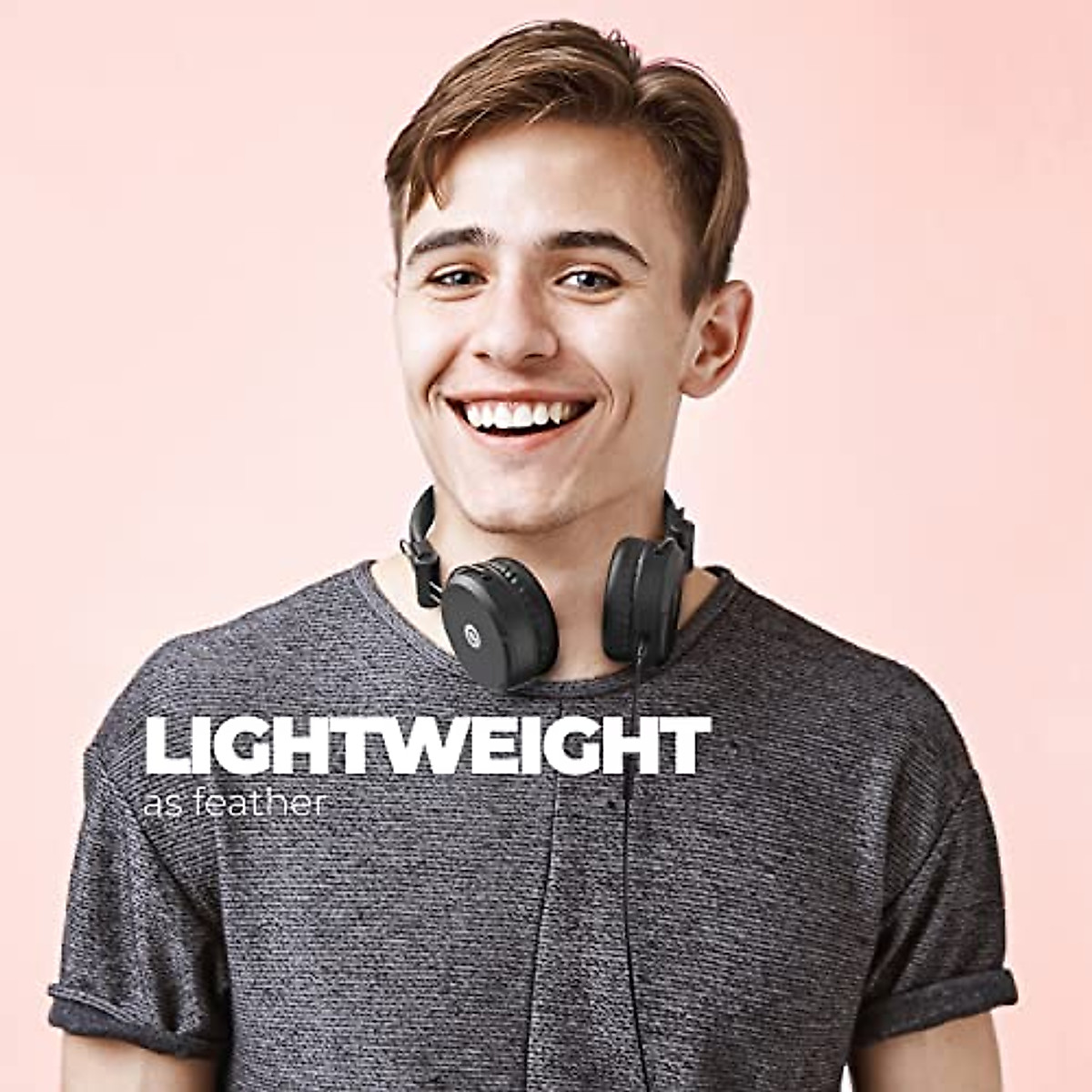 MuveAcoustics Wired Auxiliary On Ear Foldable Headphones with Microphone for Travel, Plane, School, Computer, Laptop, Chromebook, PC, iPad, Tablet , Steel Black