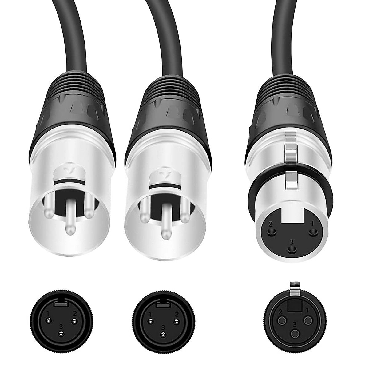 Tan QY XLR Splitter Cable, 1 XLR Female to 2 XLR Male Patch Y Cable Balanced Microphone Splitter Cord Audio Adaptor, 3 PIN XLR Jack to 2 XLR Plugs Adaptor Cord
