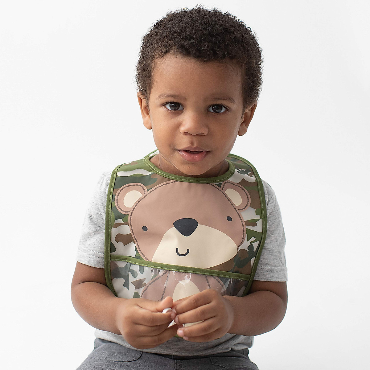 Neat Solutions 2 Pack Water Resistant Toddler Bib Set - Bear & Raccoon, Multi