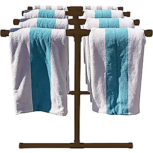 Poolside Storage Organizer for Drying Wet Towels, Floats, Noodles, Paddles, 37.5" W x 37.5" L x 41" H, (Brown)